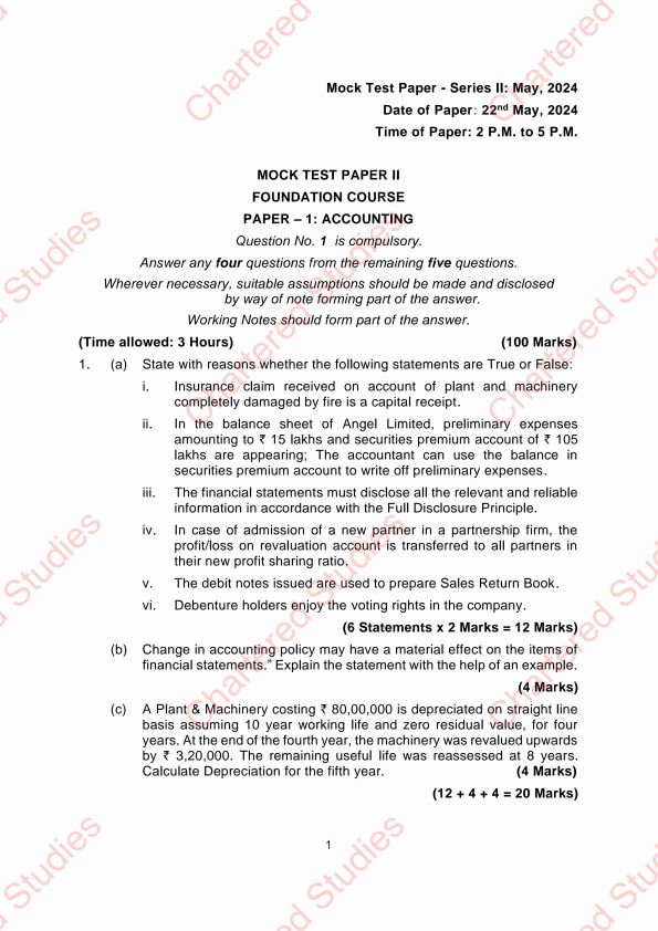 Download Mock test paper series 2, 2024 accounts.. - MTPsNotes at ...