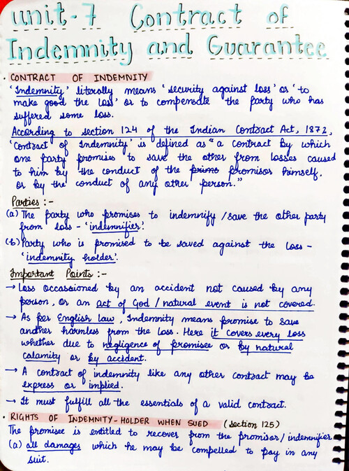 Download Contract act unit 7 To 9 handwritten notes by vishvas ca ...