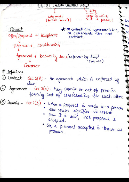 Download INDIAN CONTRACT ACT 1872 UNIT 1 HANDWRITTEN NOTES(DETAILED ...