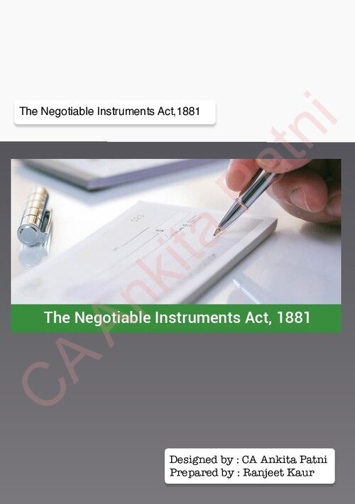 Download Notes of NEGOTIABLE INSTRUMENT ACT , 1881 (NIA) CA FOUNDATION ...